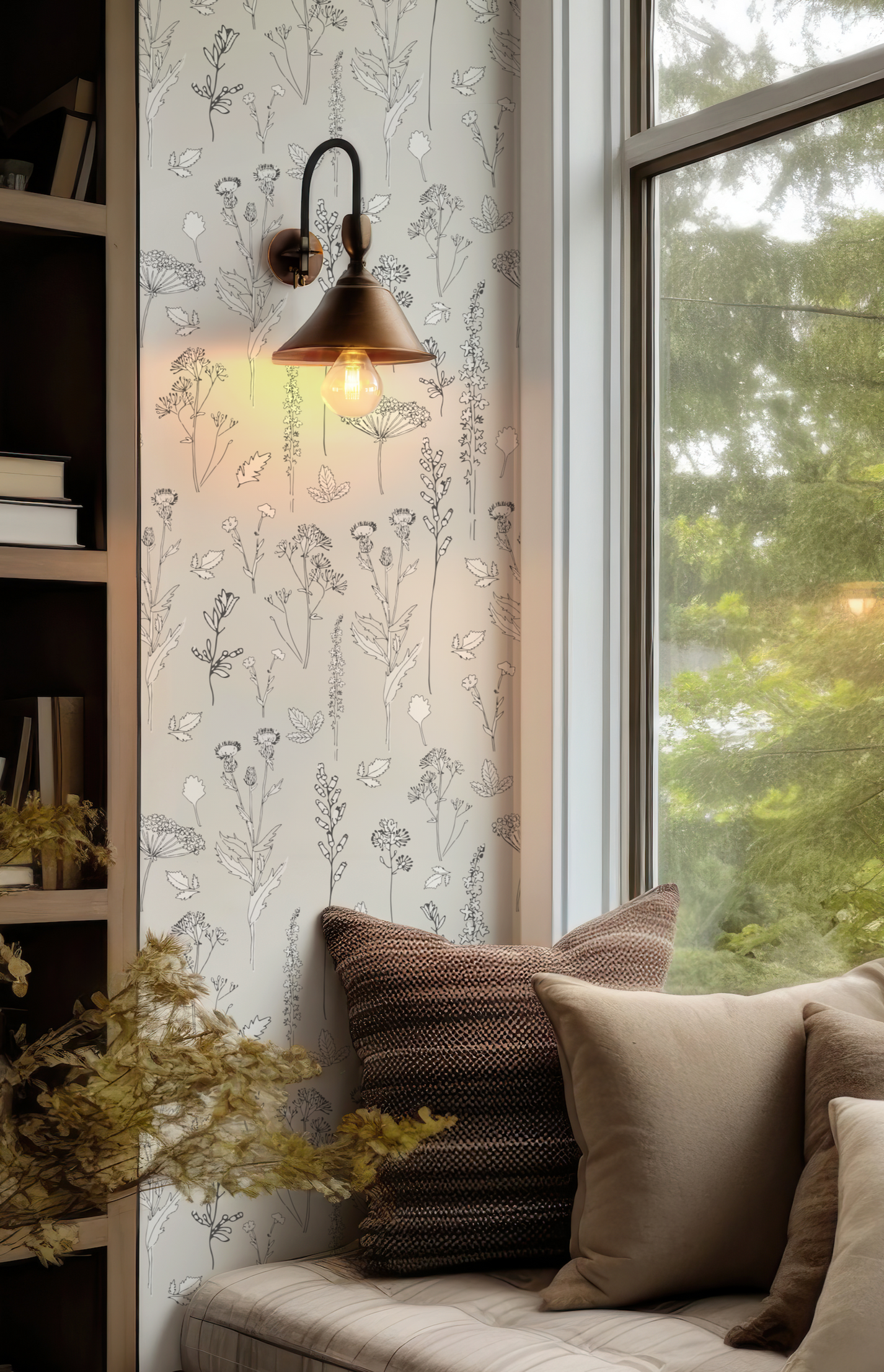 Nature Study on Griege Wallpaper – Willow + Wild Design