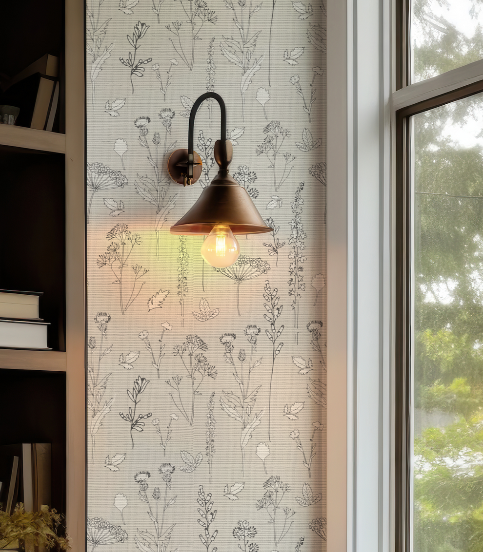 Nature Study on Griege Wallpaper – Willow + Wild Design