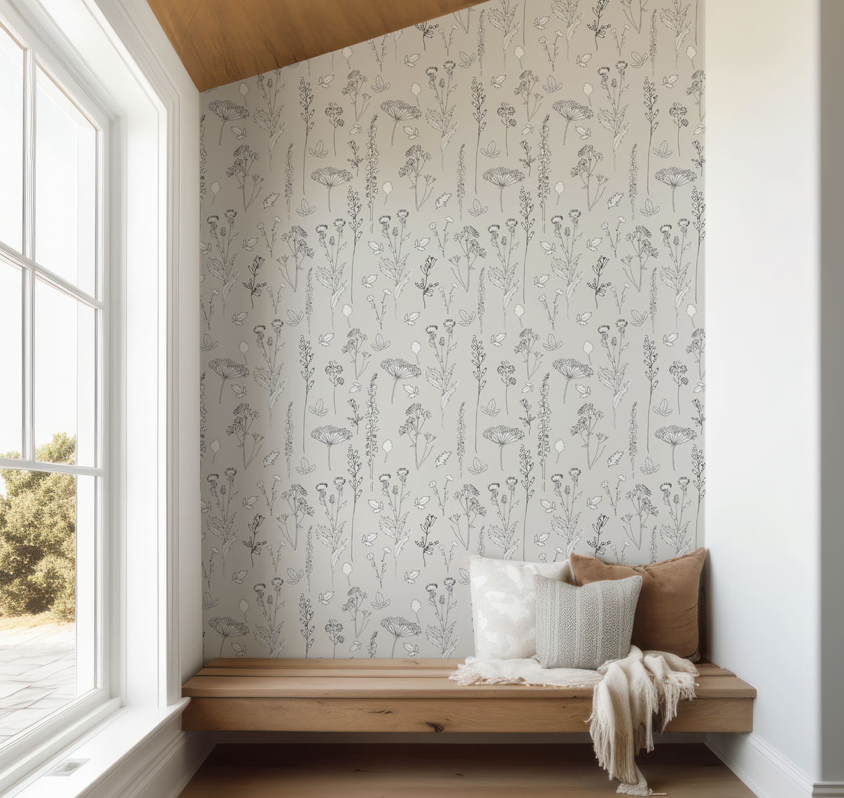 Nature Study on Griege Wallpaper – Willow + Wild Design